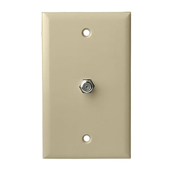 241-IV - CATV F-TYPE - COAX WALL PLATE- SINGLE GANG, UL - IVORY - 1EA ...